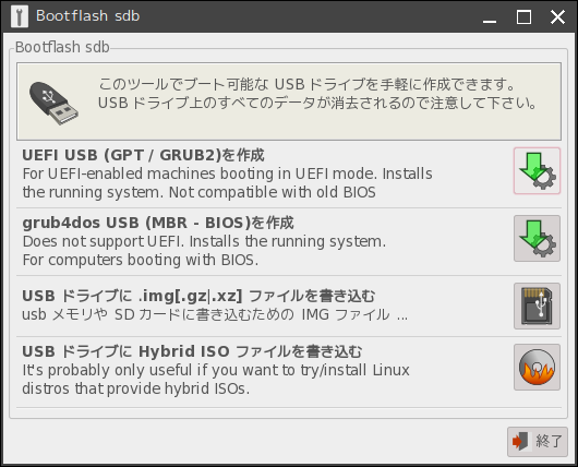 ハイブリッドUSBパピー（BIOSでもUEFIでもUSB起動可能PuppyLinux）: LinuxでCD音楽再生 PuppyLinux編